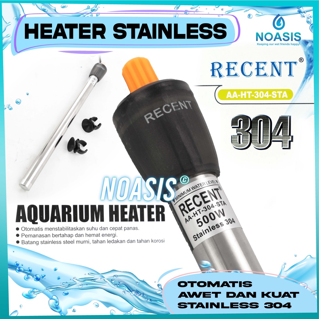 Jual HEATER AQUARIUM RECENT AA-HT-304 STAINLESS 500 WATT PENGHANGAT AIR ...