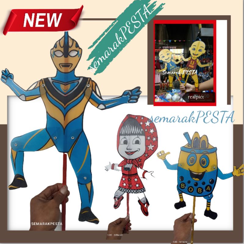 Jual (1Pcs)boneka wayang,wayang upin ipin,mainan anak,edukasi,wayang ...