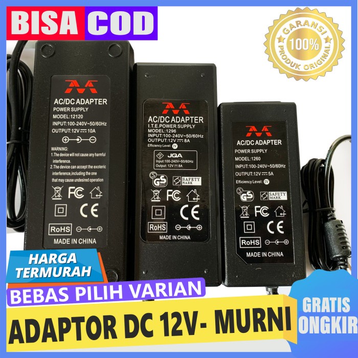 Jual Adaptor Dc 12 volt dengan arus Murni - Merk M - Bebas pilih varian ...