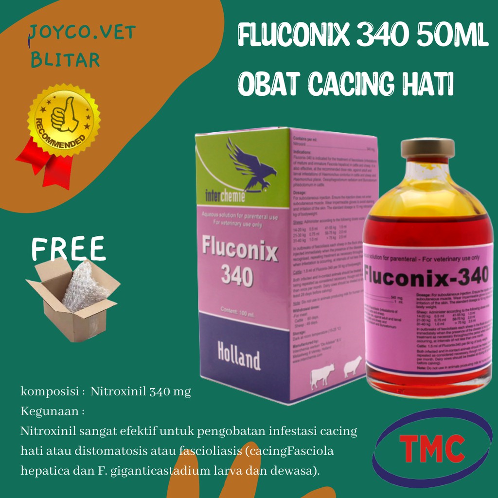 Jual FLUCONIX 340 TMC 50ml - Obat Cacing Hati Sapi, Kambing, Domba ...