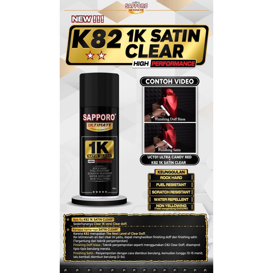 Jual CAT SEMPROT SAPPORO ULTIMATE K82 1K SATIN CLEAR | Shopee Indonesia