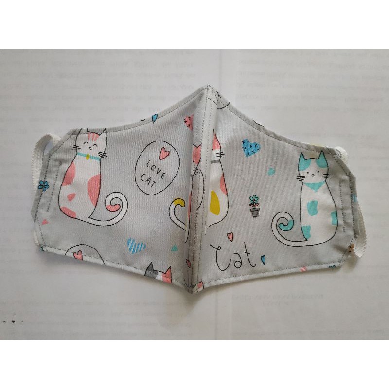 Jual masker kain 2 lapis motif grey love cat (earloop) | Shopee Indonesia