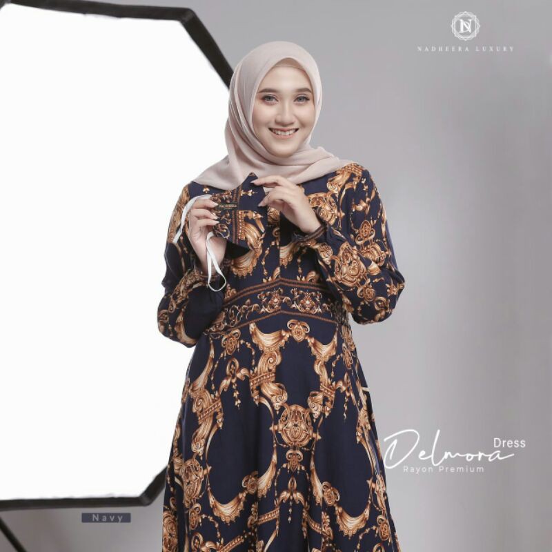 Jual Delmora Dress Premium - Free Hijab Voal - By Nadheera Luxury ...