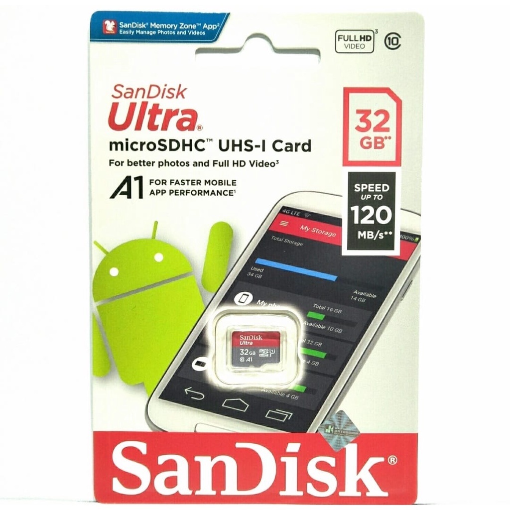 Jual ORIGINAL !! SANDISK MICROSD ULTRA 32GB 120MBps GARANSI RESMI ...