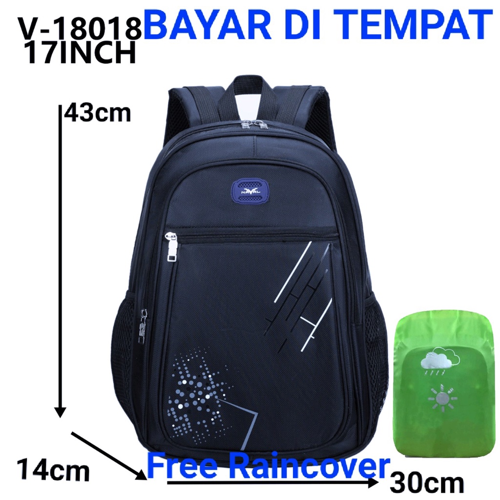 Jual Tas Pria Tas Ransel Anak Sekolah 18018 SD-SMP Naval Naval Biru Raincover | Shopee Indonesia