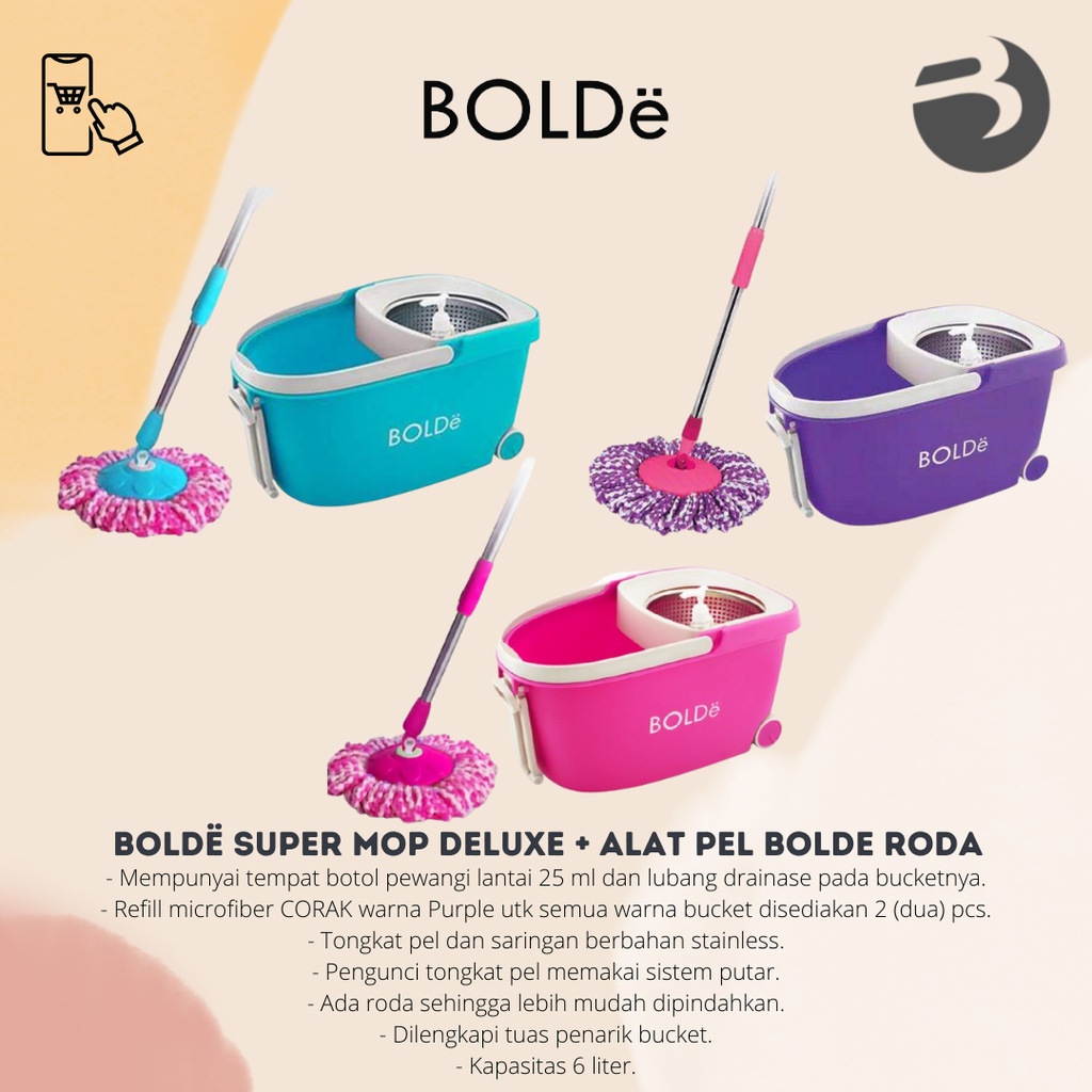 Jual BOLDë Super Mop DELUXE + Alat Pel Bolde roda | Shopee Indonesia