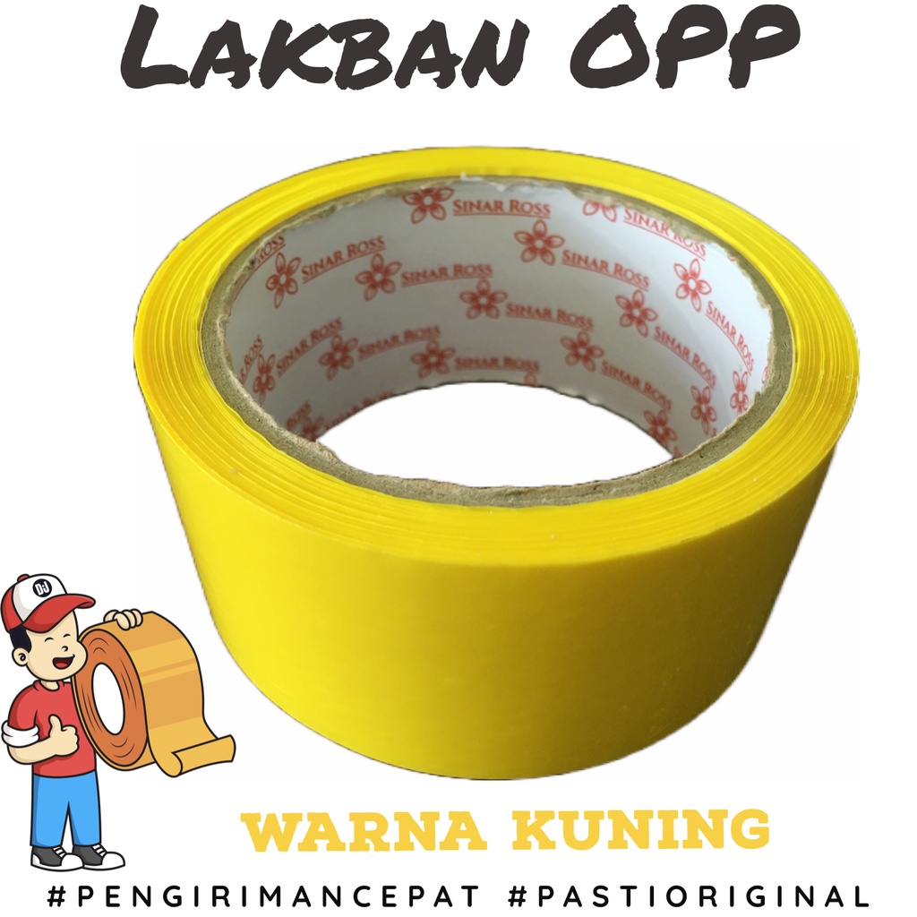 Jual Lakban OPP KUNING 2 inch 45mm 50 Meter Sinar Ross PER 1 ROL ...