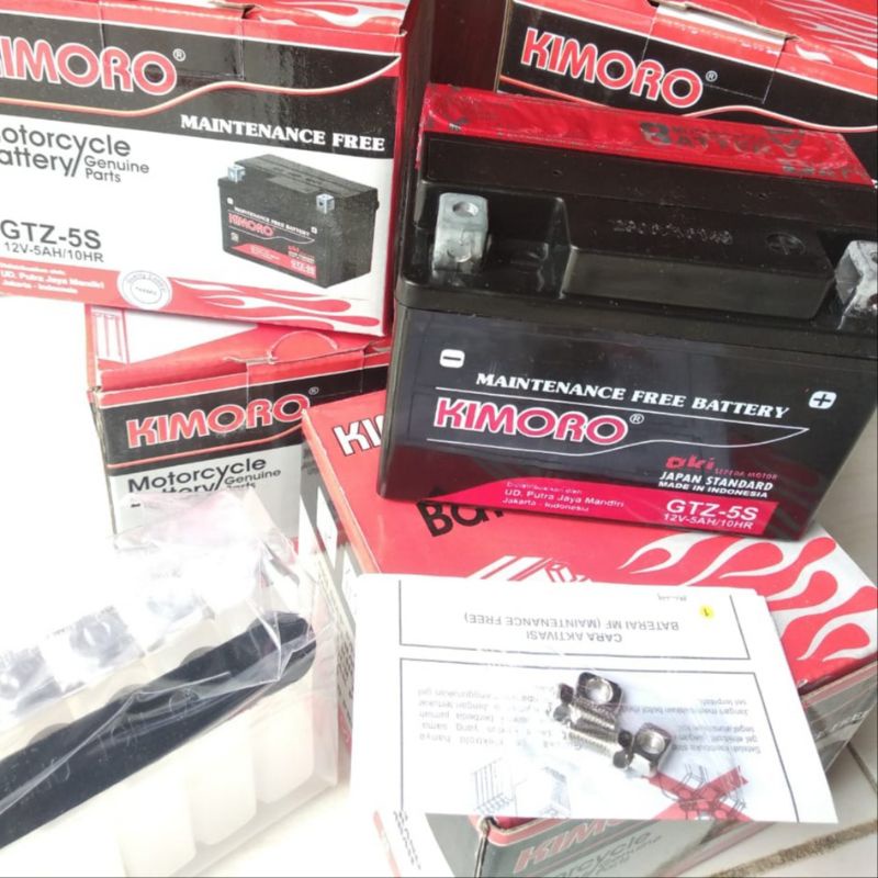 Jual aki motor honda beat GTZ-5S MF Kimoro 12v 5A / Aki kering 12v 5A ...