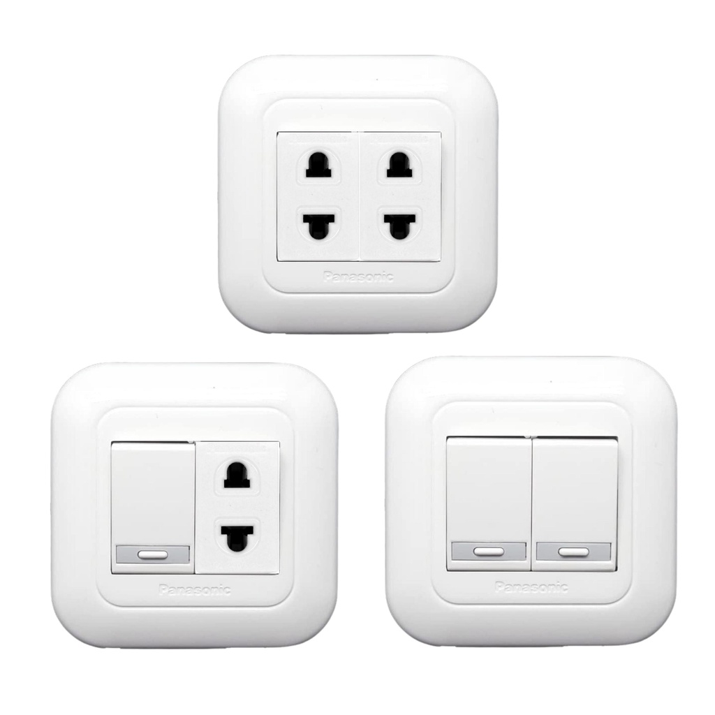 Jual Panasonic WEJ Segi Tahu 2 Gang 2 Way Saklar Stop Kontak Double ...