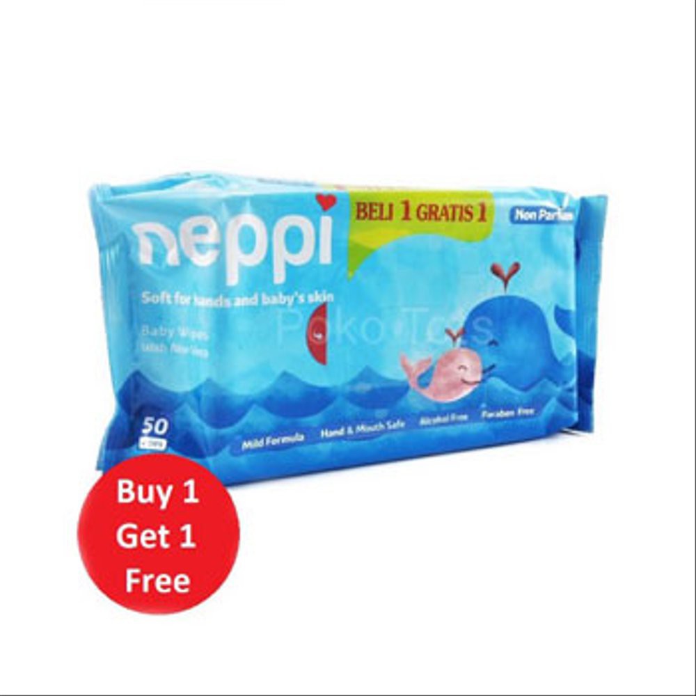 Jual Neppi Hand and Mouth Tissue Basah / Baby Wipes Non Parfumed 50s ...