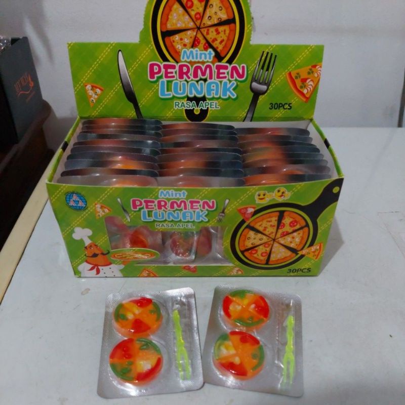 Jual Mint Permen Lunak Rasa Apel bentuk Pizza isi 30 pcs | Shopee Indonesia