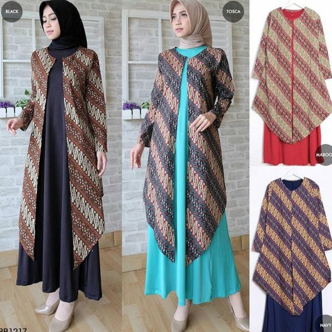 Jual JUAL SET OUTER GAMIS LAMDA BB1217 Gamis Blazer long cardi Batik ...