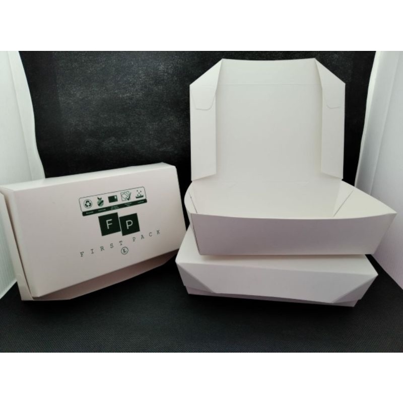 Jual Paper Lunch Box Putih FIRST PACK Ukuran L HARGA 1 ROLL ISI 50 PCS ...