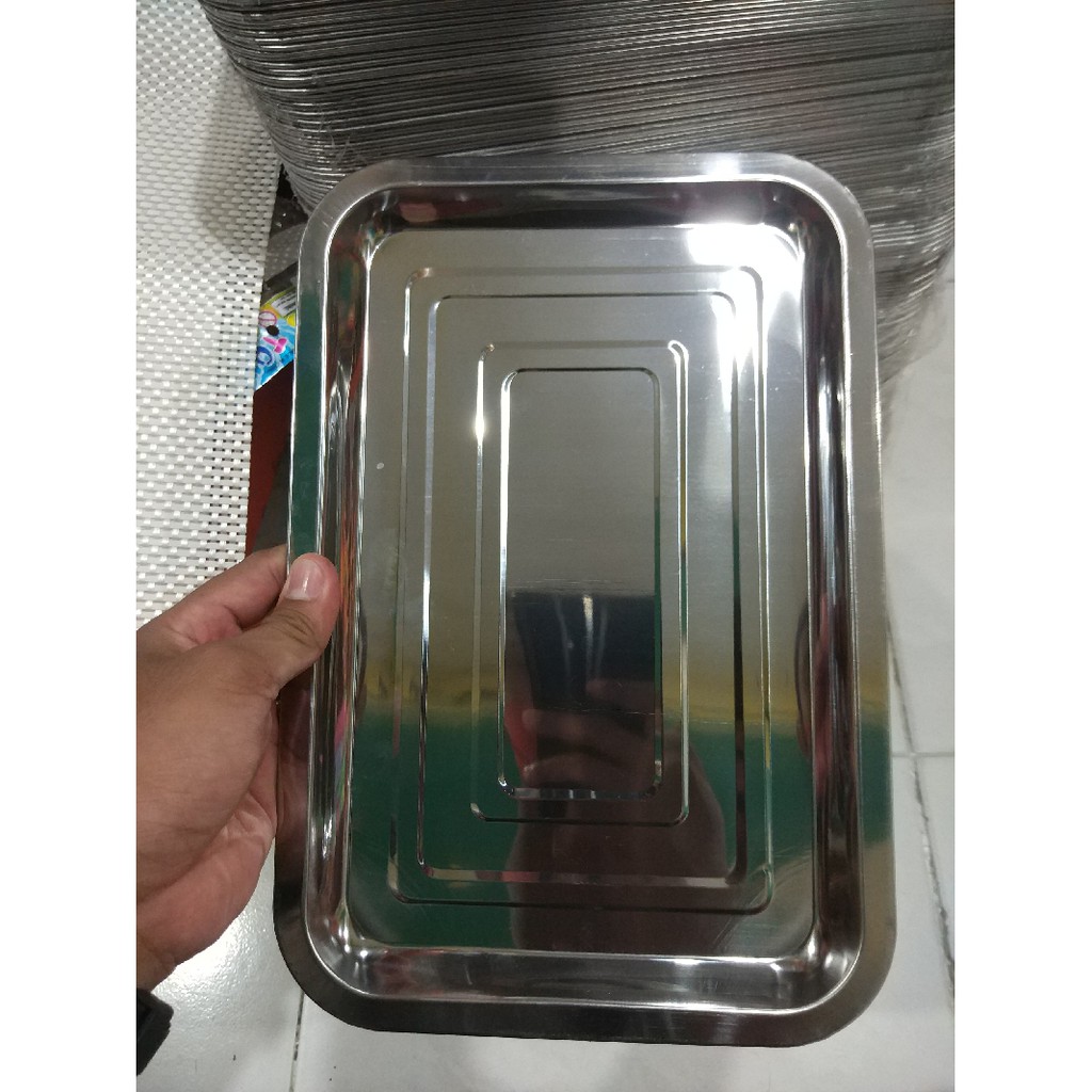 Jual Nampan Stainless Steel 30x21x2cm | Shopee Indonesia