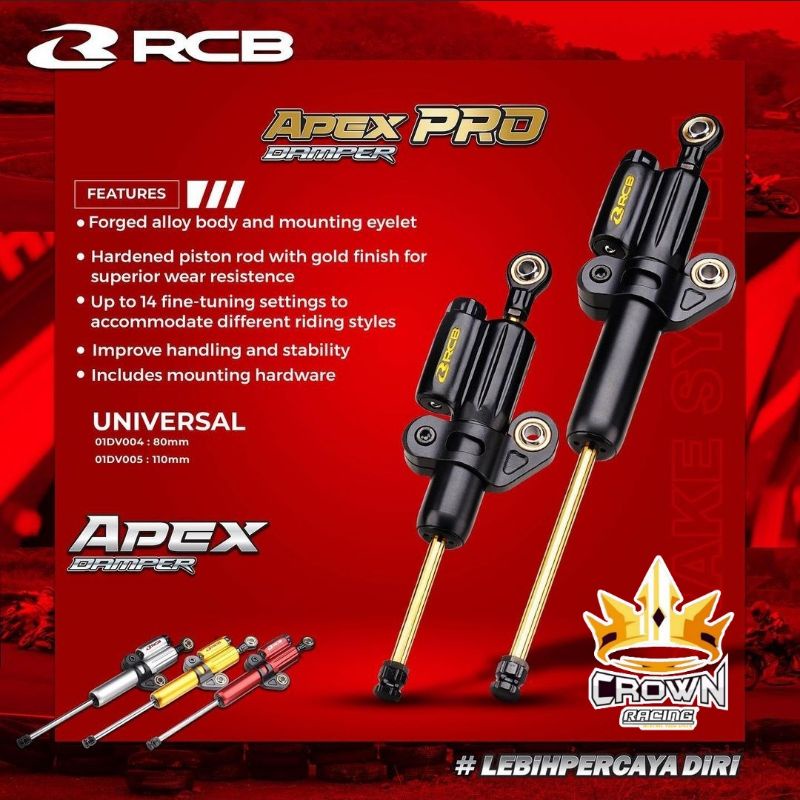 Jual Steering Damper Stabilizer Stang RCB Apex Pro CNC 80mm 110mm ...