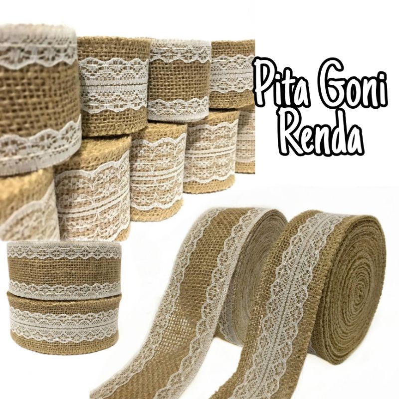 Jual 1 METER - PITA GONI RENDA 5 CM | BURLAP | KAIN GONI | PITA GONI ...
