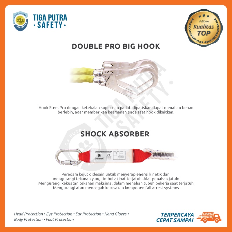 Jual Pro Double Big Hook Absorber Safety Harness Panjat Tebing Menara ...
