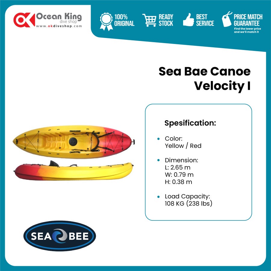 Jual SEA BEE CANOE VELOCITY I / KAYAK / CANOE WITH PADDLE | Shopee ...