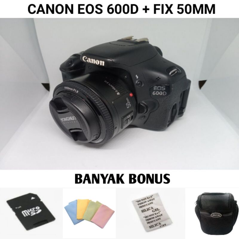Jual CANON EOS 600D + FIX 50MM + MEMORY + TAS NEW + GARANSI TOKO ...