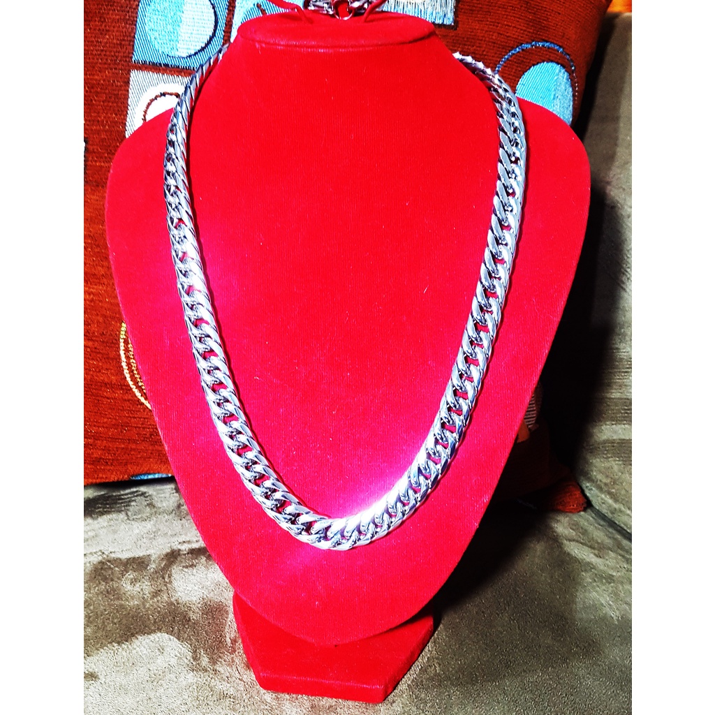 Jual kalung besi putih asli ambon model Rante gepeng 13,4 ml Panjang 75 ...