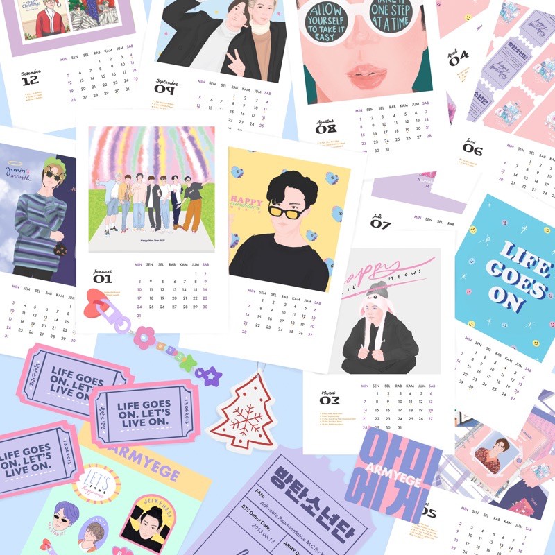 Jual Kalender BTS Mini 2021 (BTS Calendar 2021) | Shopee Indonesia
