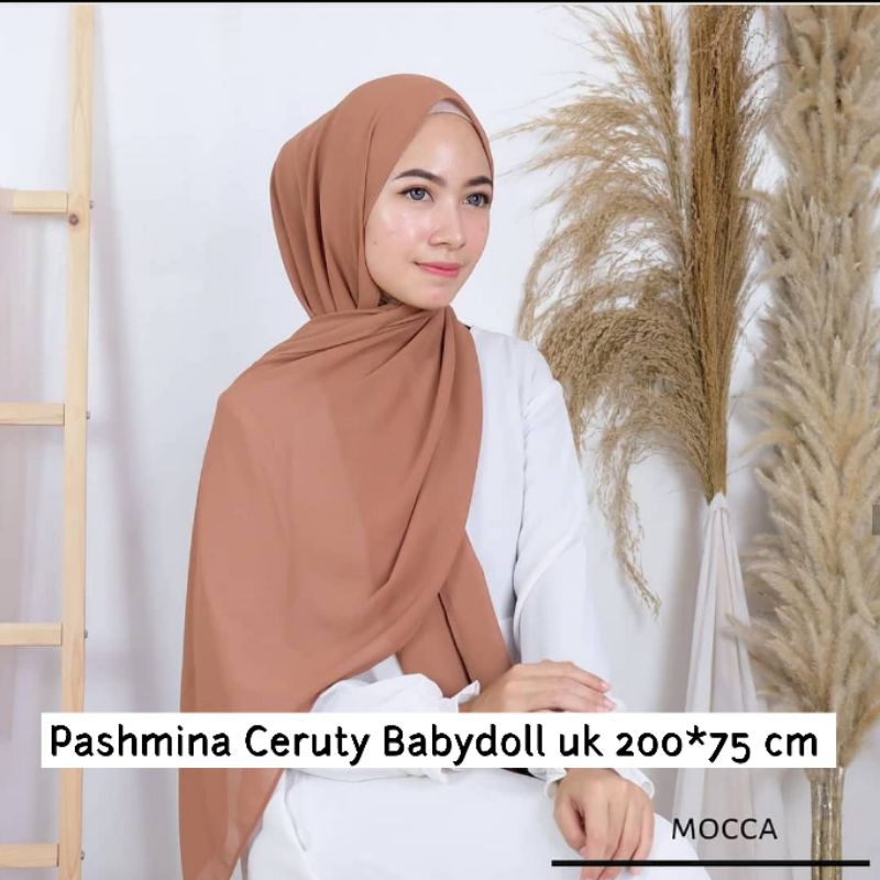 Jual JILBAB PASHMINA CERUTTY BABYDOLL (200cmx75cm) | Shopee Indonesia