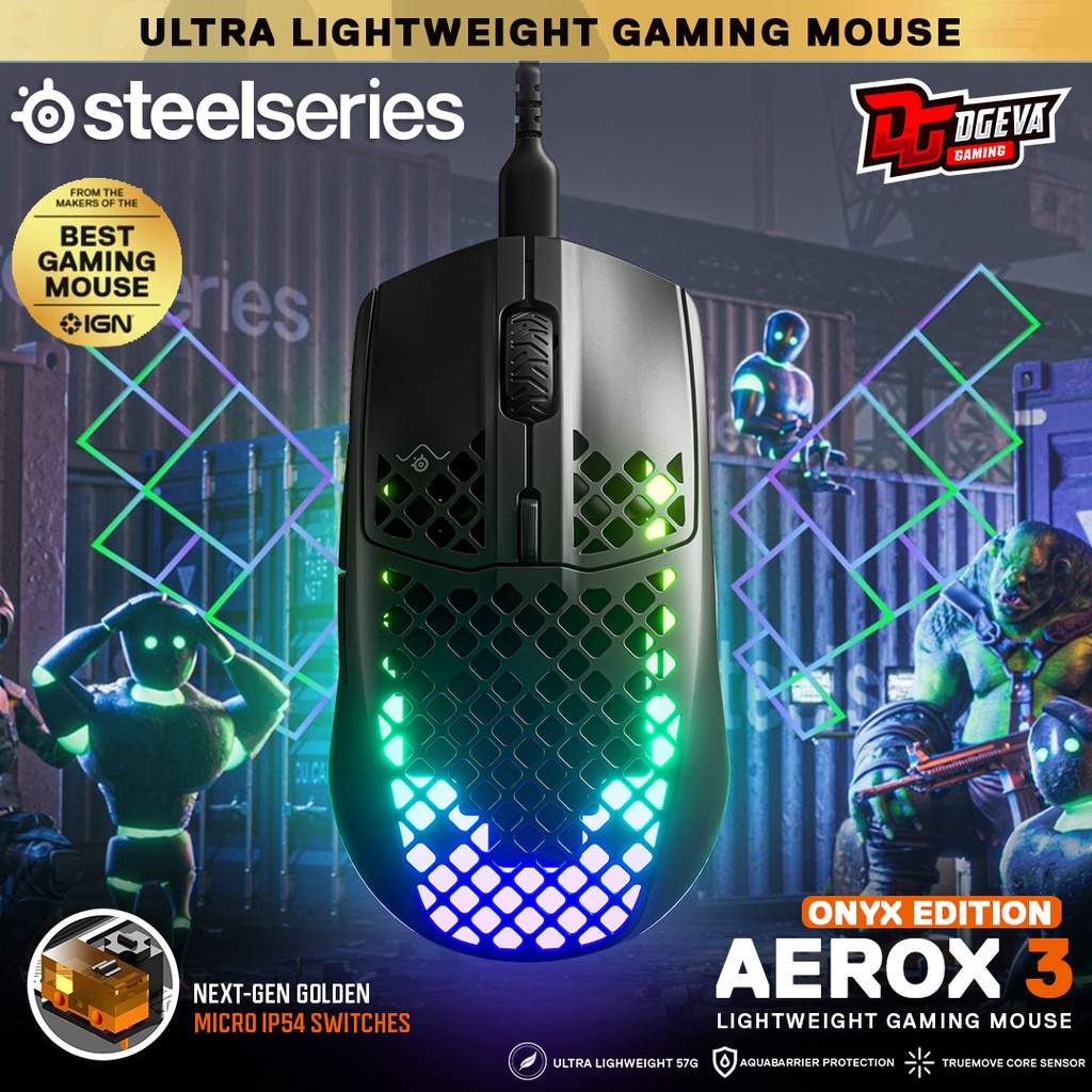 Jual Steelseries Aerox 3 Onyx RGB Ultra-Lightweight Gaming Mouse ...