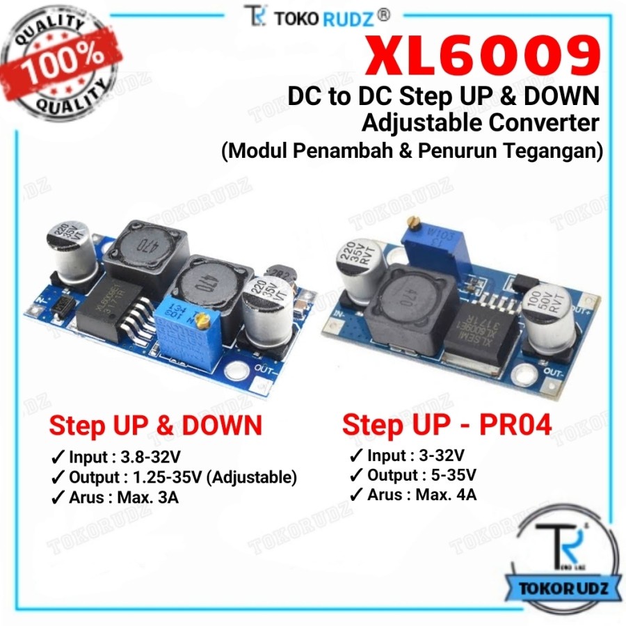 Jual Step UP DOWN DC to DC XL6009 Modul Auto Adjust Buck Boost Penaik Penurun Tegangan | Shopee ...