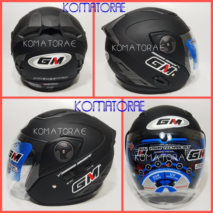 Jual HELM GM INTERCEPTOR SOLID BLACK DOFF HALF FACE | Shopee Indonesia