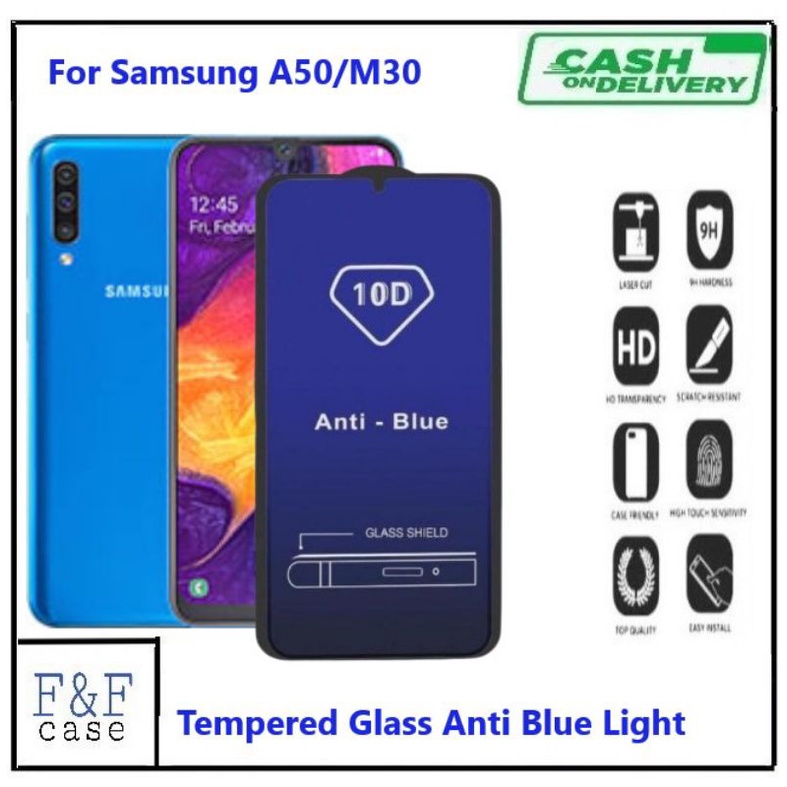 Jual Tempered Glass Anti blue light Samsung A50 / M30 full screen anti ...