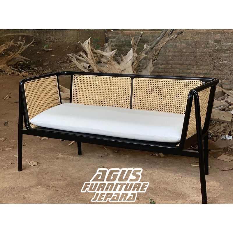 Jual BANGKU ROTAN JOK RETRO 3 SEATER (bangku rotan jok kayu jati retro ...