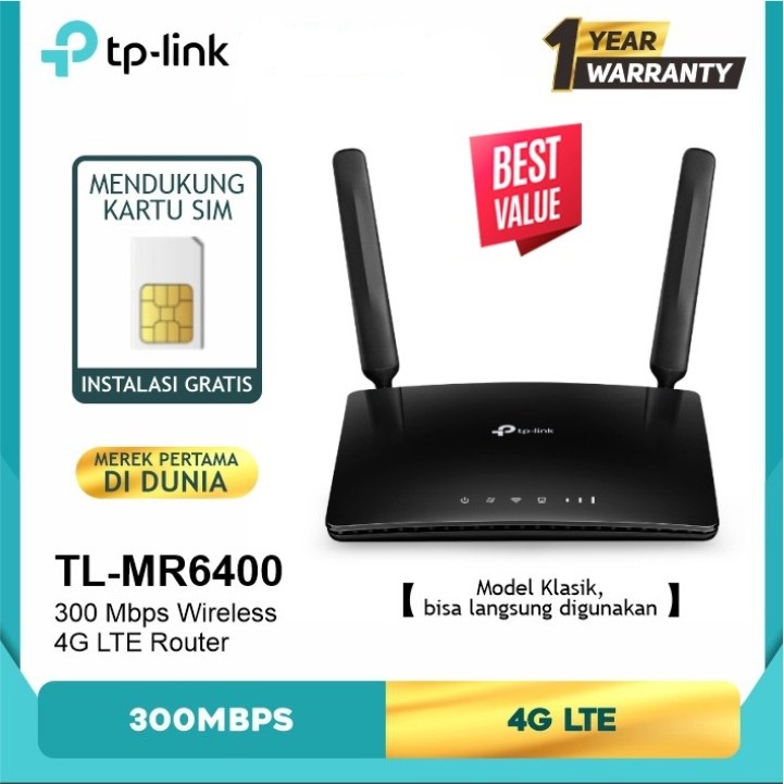 Jual TP-LINK TL-MR6400 300 Mbps 4G LTE SIM Card Slot Router | Shopee ...