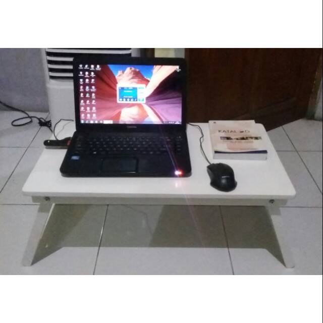 Jual Mozaik meja laptop lipat kayu putih/meja belajar/meja putih elegan ...