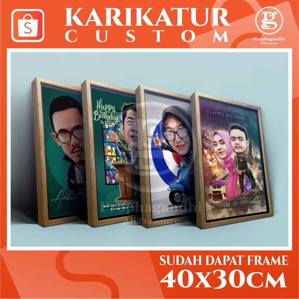 Jual KARIKATUR custom Uk. 40x30cm kado wisuda / ulang tahun / hadiah ...
