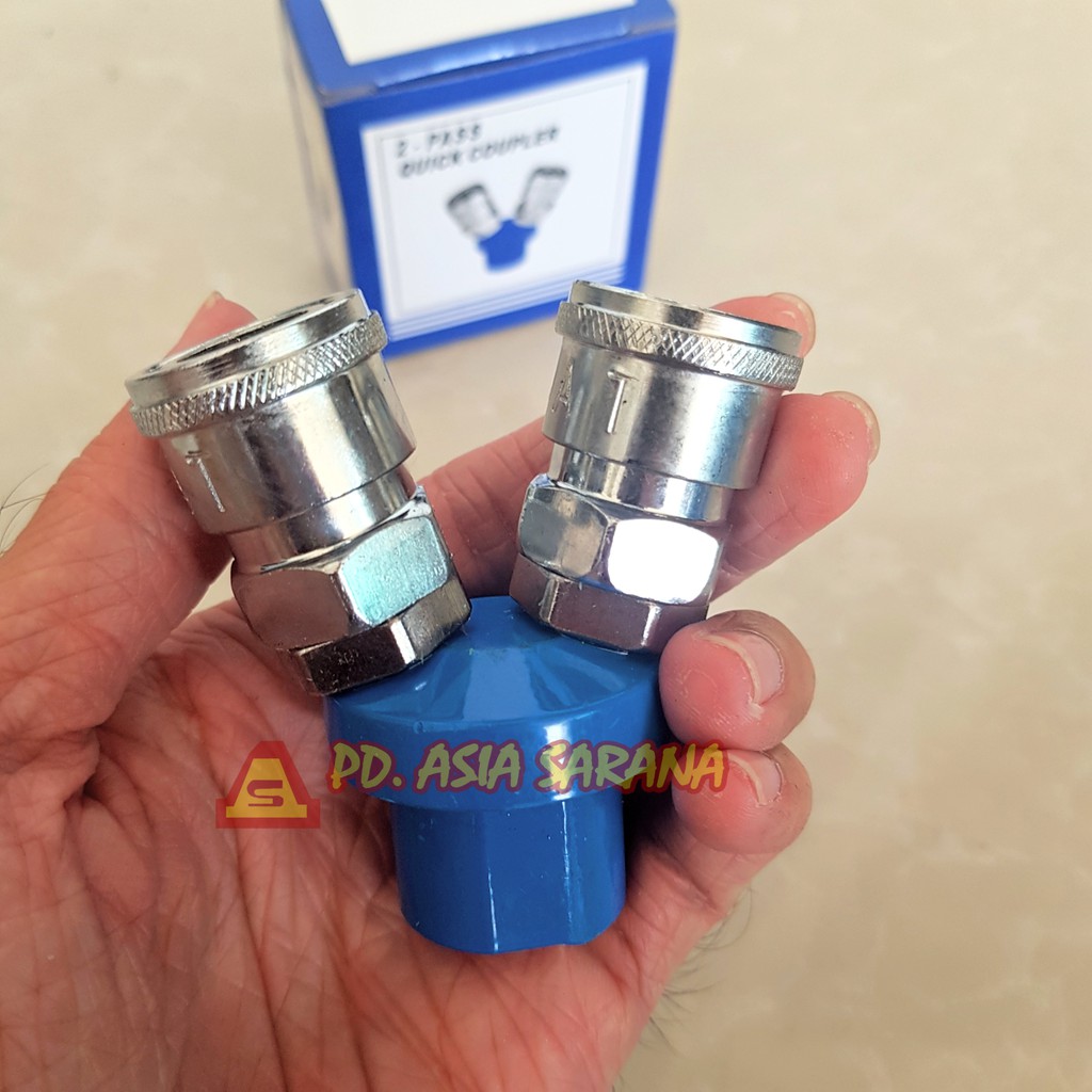 Jual Coupler Selang Angin Compressor Cabang 2 / Air Quick Coupler 2 way ...