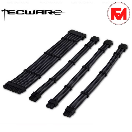 Jual Tecware Cable Kit Flex Sleeved Extension Cables - Black-Gray ...