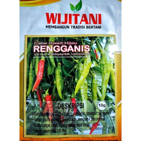 Jual RENGGANIS Benih Cabai Rawit Hijau WIJI TANI Cabe Rawet Ijo 10 Grm ...