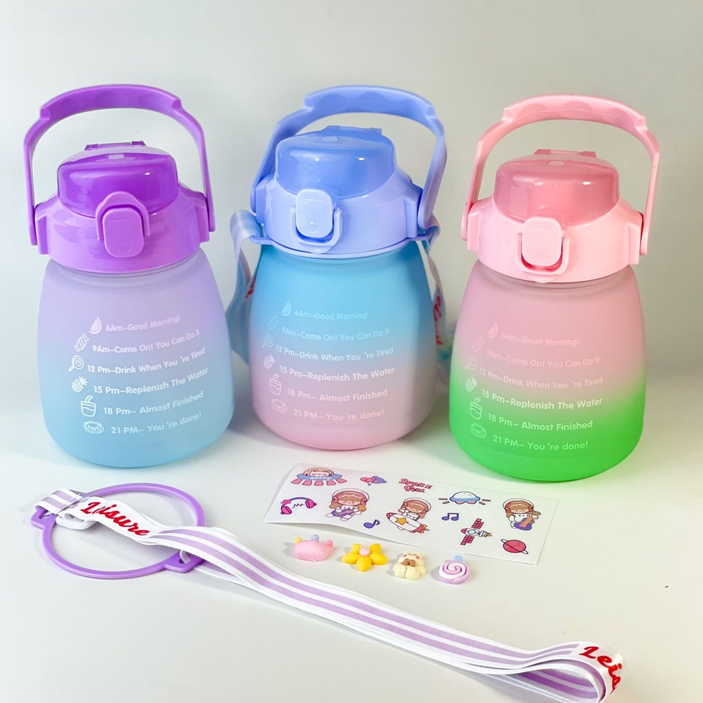 Jual Botol Gemoy 1.1 Liter Botol Viral Warna Gradasi Free Stiker 2D 3D ...