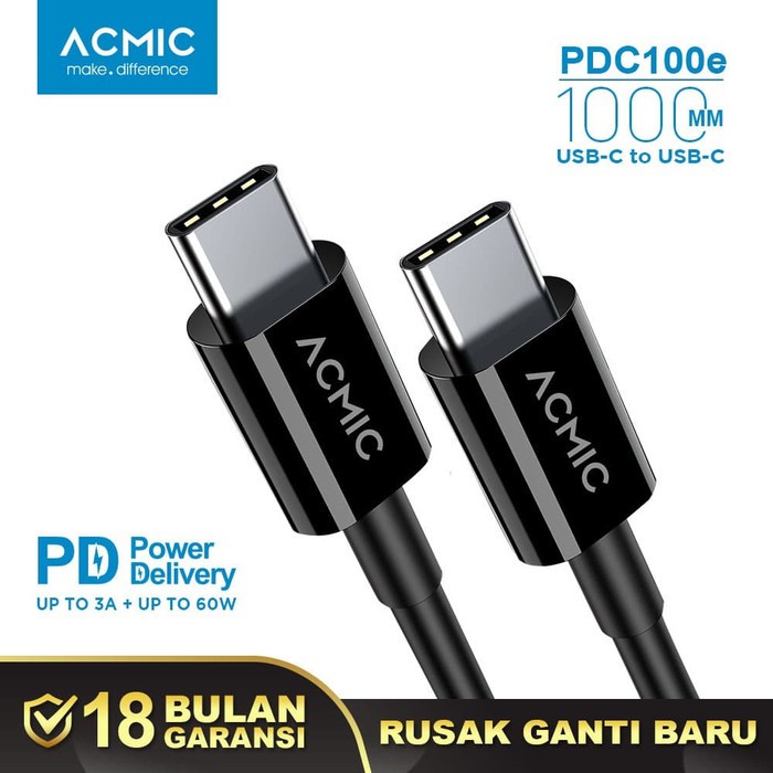 Jual ACMIC PDC100e Power Delivery (PD) 100cm Cable USB Type C to USB ...