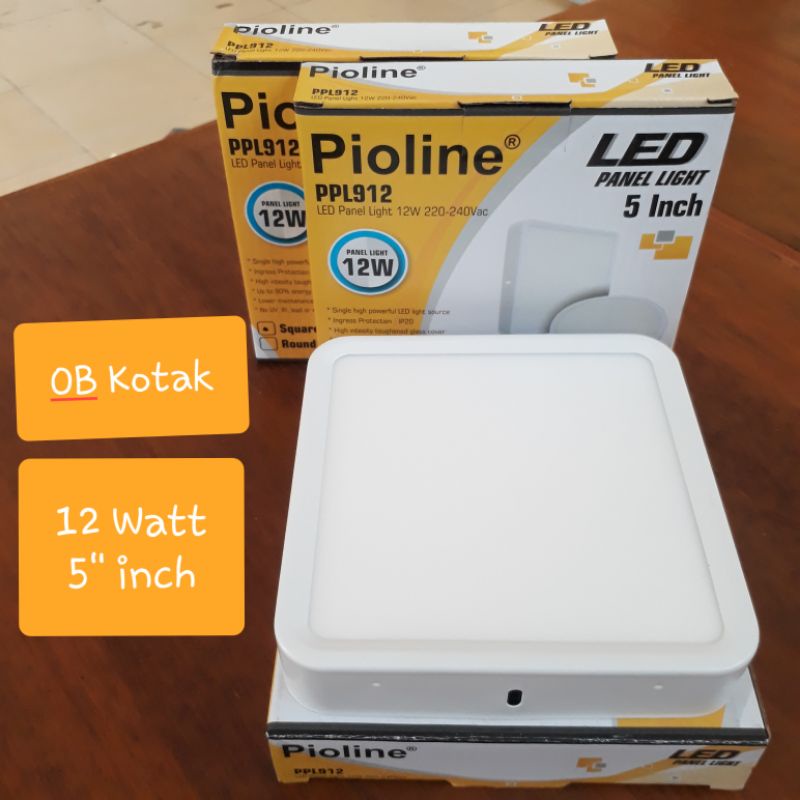 Jual PIOLINE Lampu LED Panel 12 Watt 12w Downlight OB Outbow Tempel Kotak SNI - Putih / Kuning ...