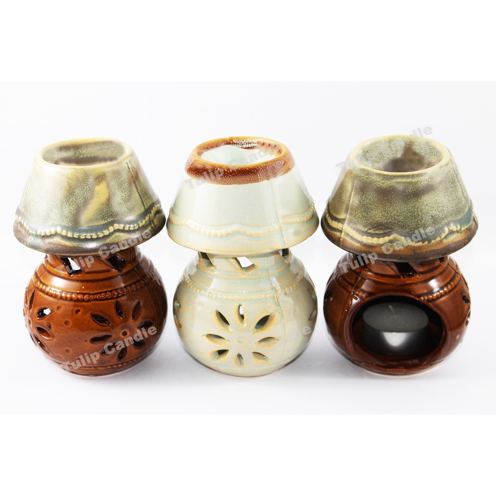 Jual Tungku Aromaterapi / Oil Burner Import Motif Lampu Kayu / Putih ...