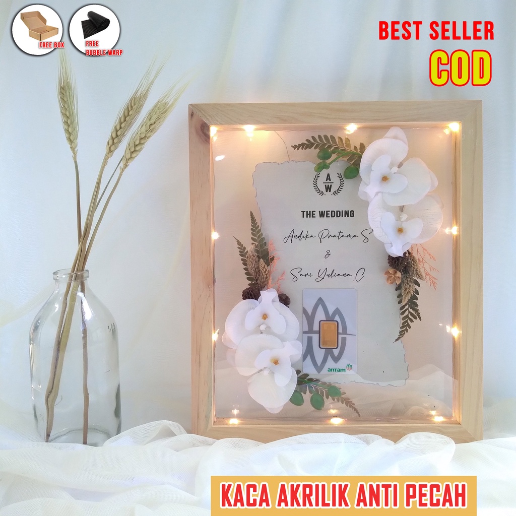 Jual Mahar pernikahan bingkai rustic kado wedding mahar wedding frame 3d | Shopee Indonesia