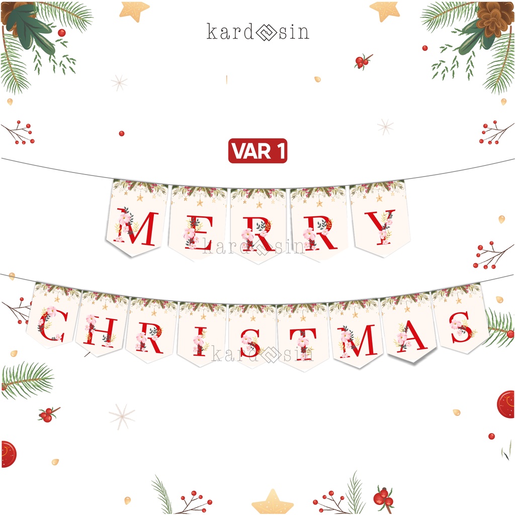 Jual [3 METER] BUNTING FLAG BANNER MERRY CHRISTMAS NATAL DECORATION ...