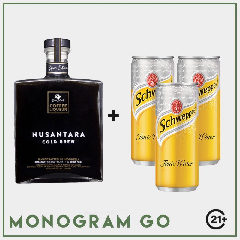 Jual Nusantara Cold Brew Coffee Liquer 750ml + 3 Can Schweppes Tonic ...