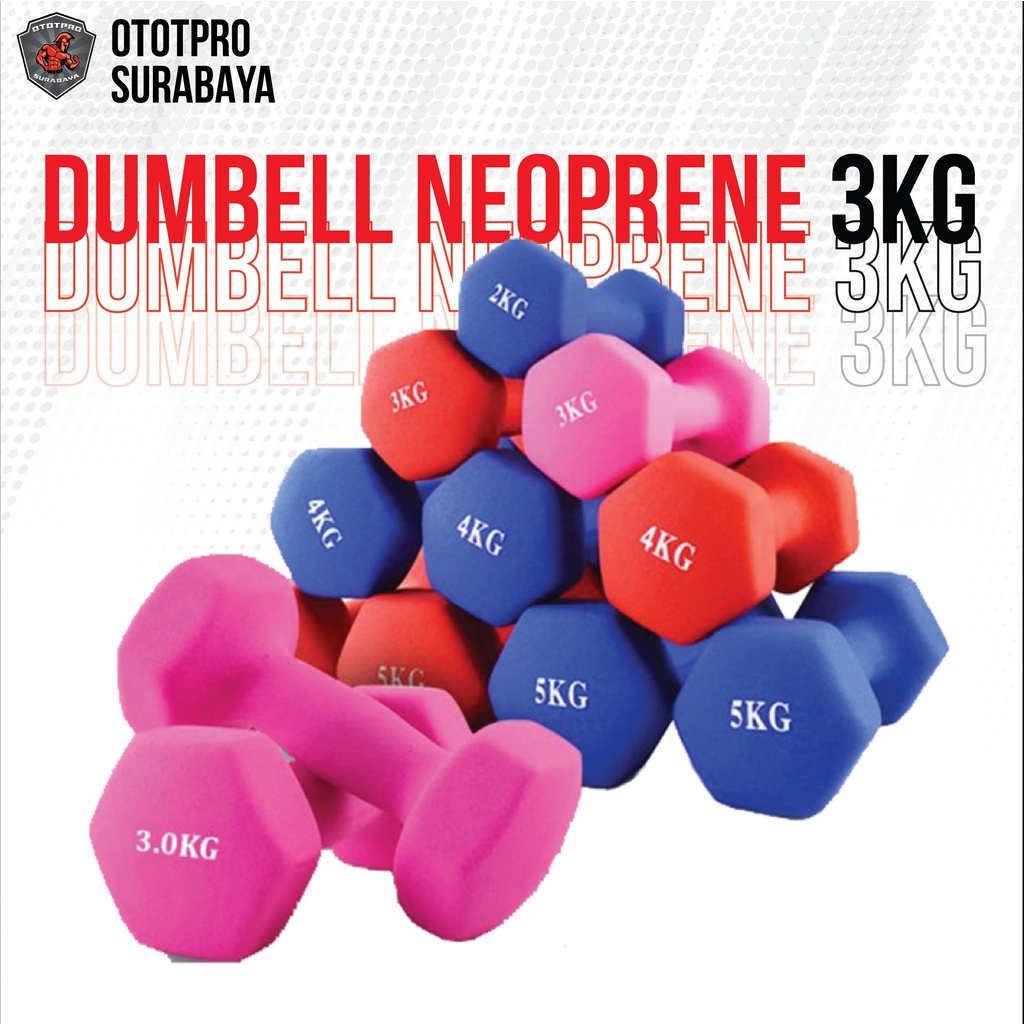 Jual Dumbell Neoprene 3Kg /Barbel Mini/Dumbel Warna/Kecil/Karet/3 Kg ...