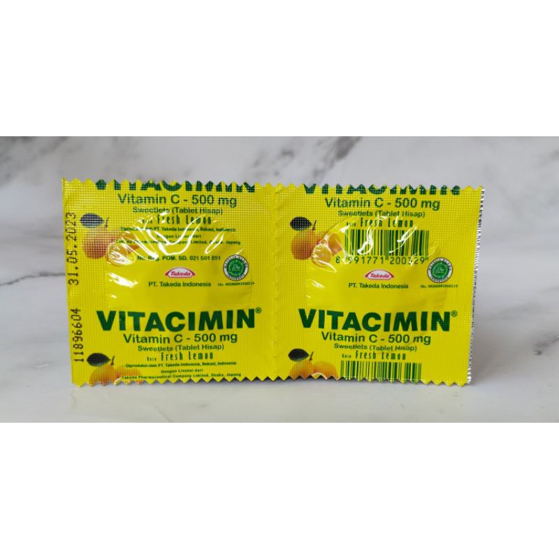 Jual Vitacimin Vitamin C 500mg Fresh Lemon isi 2 Tablet Vitacimin Fresh ...