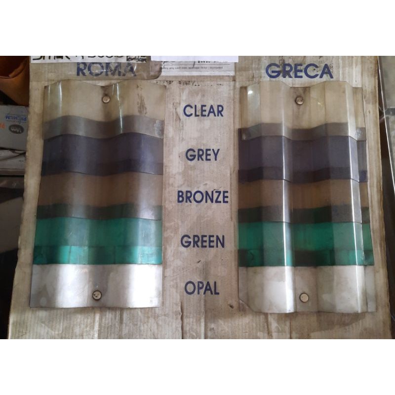 Jual atap fiber plastik gelombang roma greca clear grey brown green ...