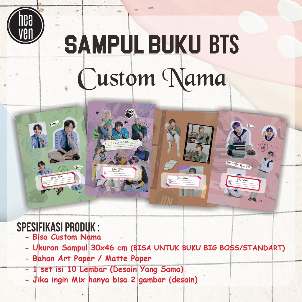 Jual Sampul Buku Tulis BTS - Sampul Buku Tulis BT21 - CUSTOM nama ...