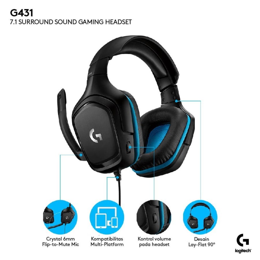 Jual Headset Logitech G431 DTS 7.1 / Headset Gaming Logitech G431 Original | Shopee Indonesia