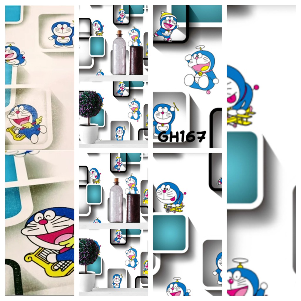 Jual Wallpaper Dinding Karakter Doraemon Stiker Dinding Size 45cm X 8 meter Wall Stiker Motif ...
